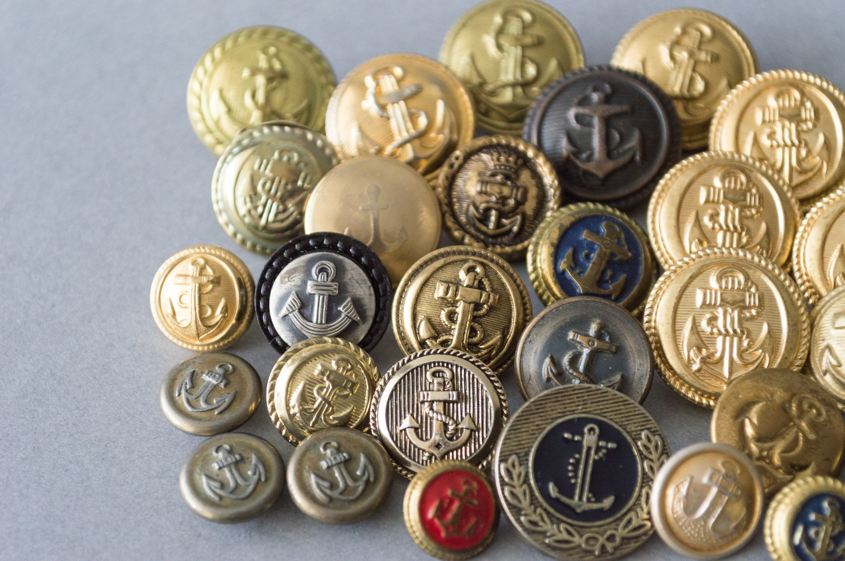 Navy Uniform Buttons 45 Pcs Anchor Metal Buttons Nautical Sailor Shank ...