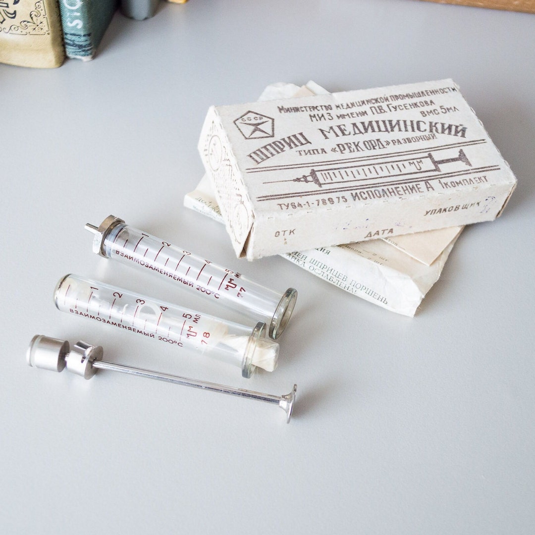 Glass Syringe 5ml Unused Record Type Hypodermic Reusable Medical ...