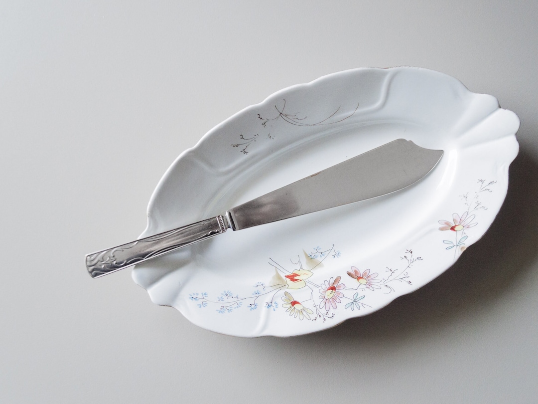 Shabby Cake Knife Silver Plated Food Photo Prop Stamping Blank Swedish ...