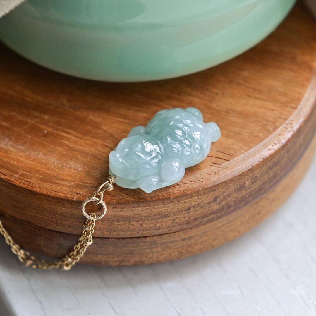 Natural Type A Jadeite Jade Money Toad 三腳金蟾 14K Gold Filled Hand Carved ...