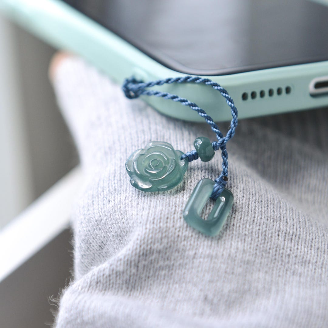 Natural Type A Guatemalan Jadeite Flower Mobile Phone Charm #3261 - Etsy