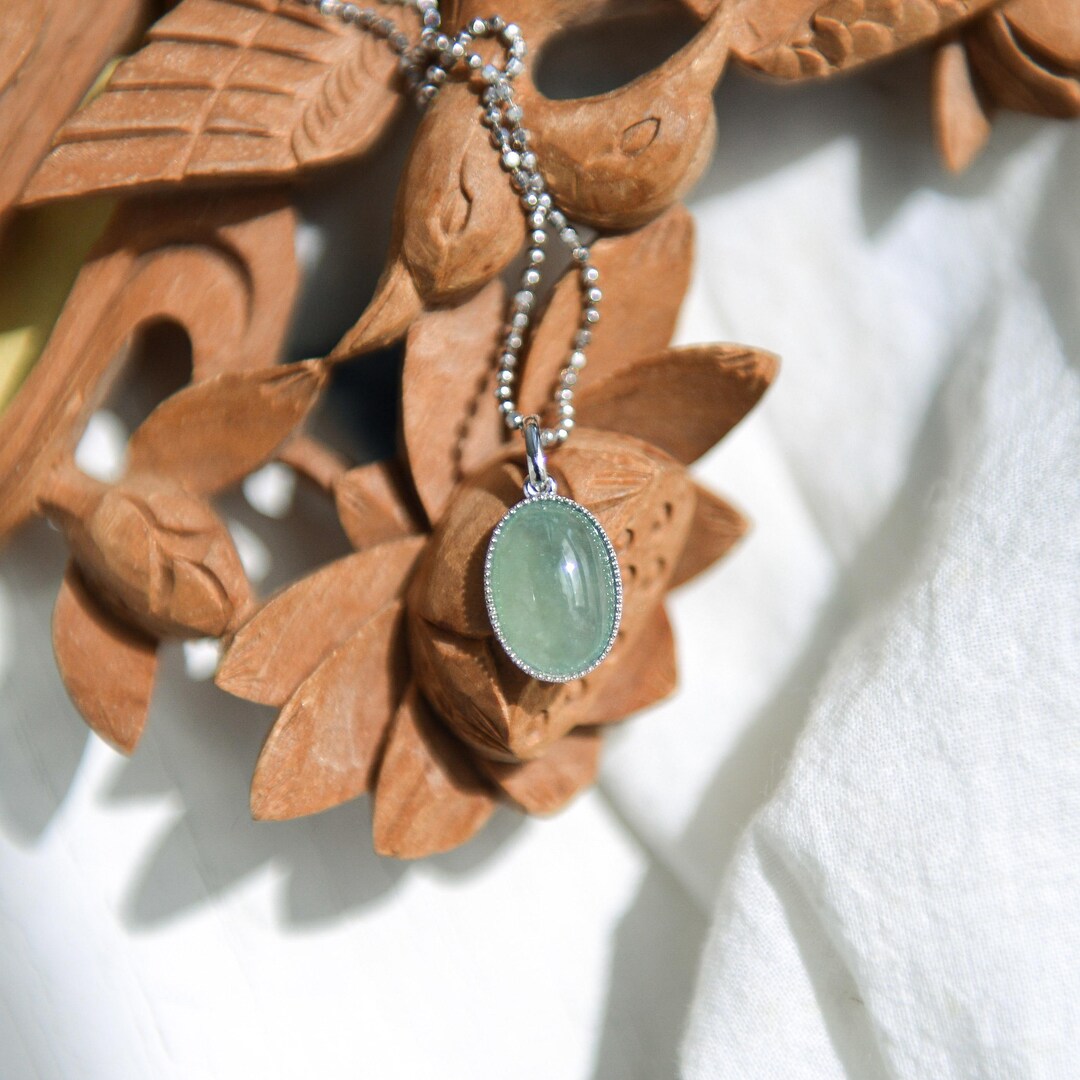 Natural Type A Burma Jadeite Jade Cabochon Au750 White Gold Pendant (in ...