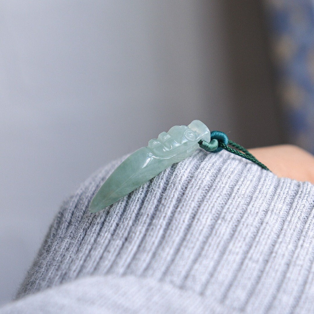 Natural Type A Jadeite Jade Dragon Tooth Small Size Pendant Simple ...
