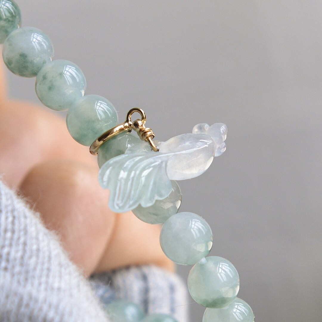 Natural Type A Burma Jadeite Jade Goldfish 14K Gold Filled Spring Clasp ...