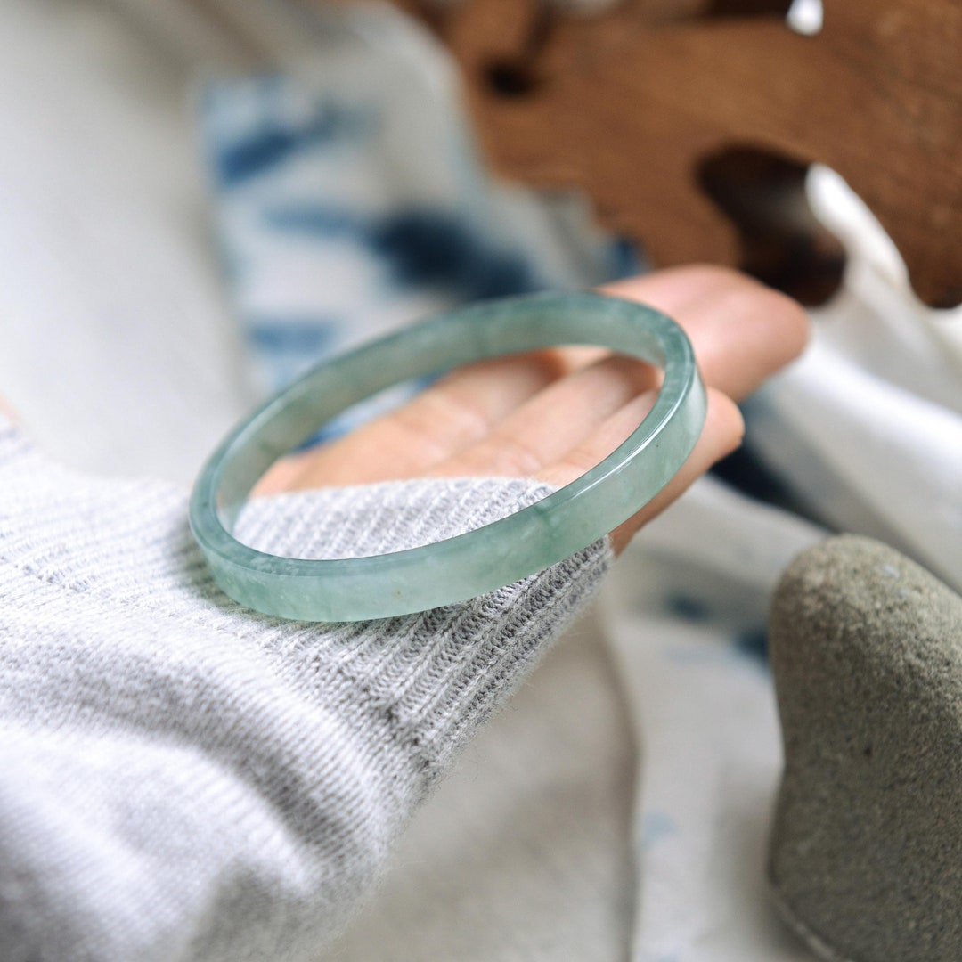 Natural Type A Guatemala Jadeite Jade 52.1mm Square Shape Small Bangle ...