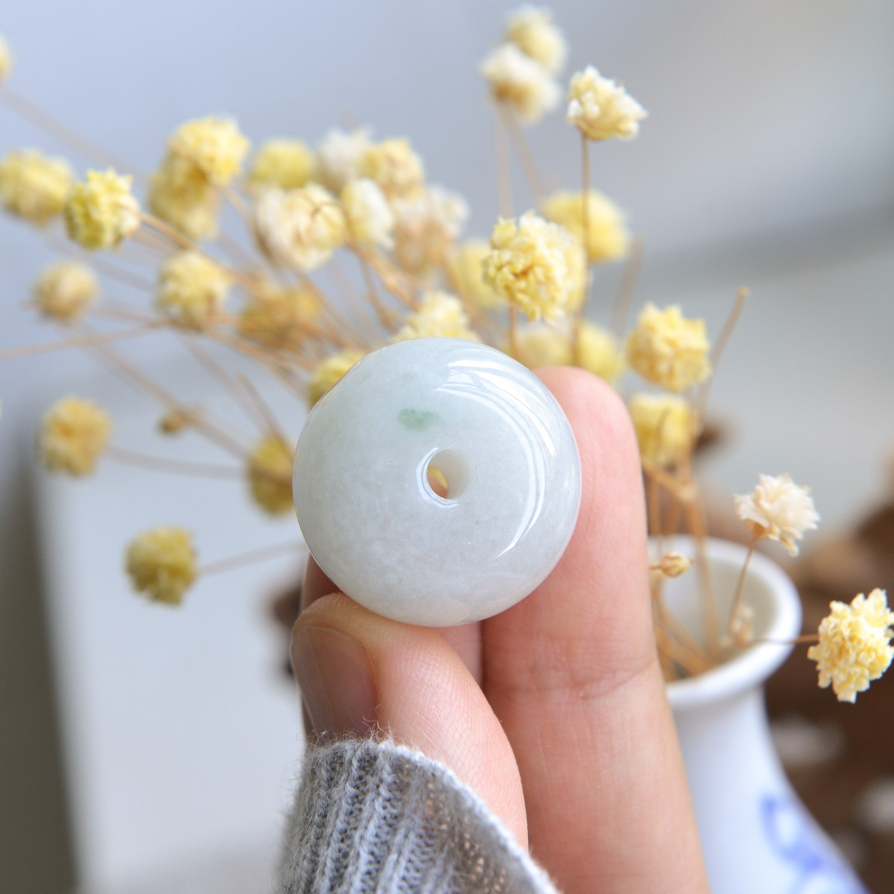 Natural Type A Jadeite Jade Donut Bead Pendant Chain Not - Etsy
