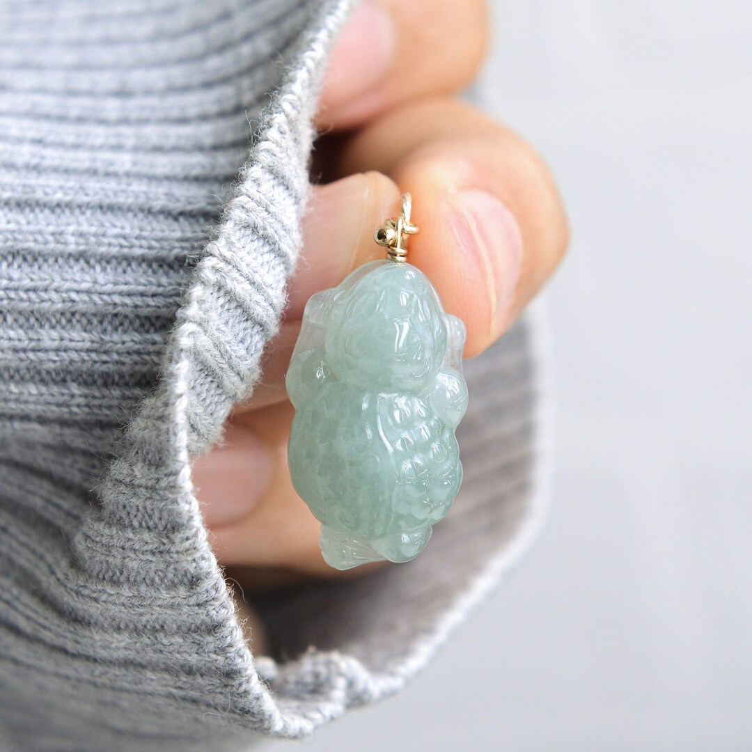 Natural Type A Burma Jadeite Money Toad 14K Gold Filled Pendant (chain ...