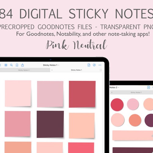 84 Digital Sticky Notes 12 Pink Neutral Color Precropped - Etsy