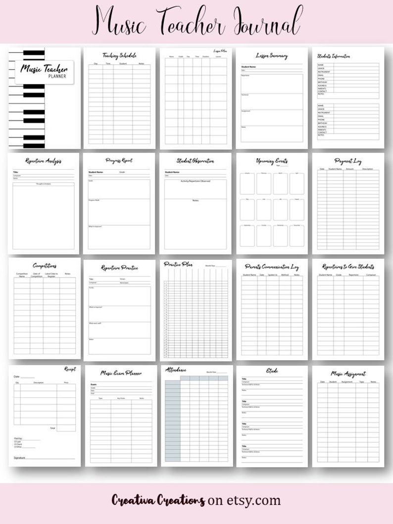 Music Teacher Planner Printable Musician Journal Piano - Etsy Canada