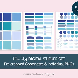100 Digital Sticky Notes Set 12 Blue Sky Ocean Teal Colors - Etsy