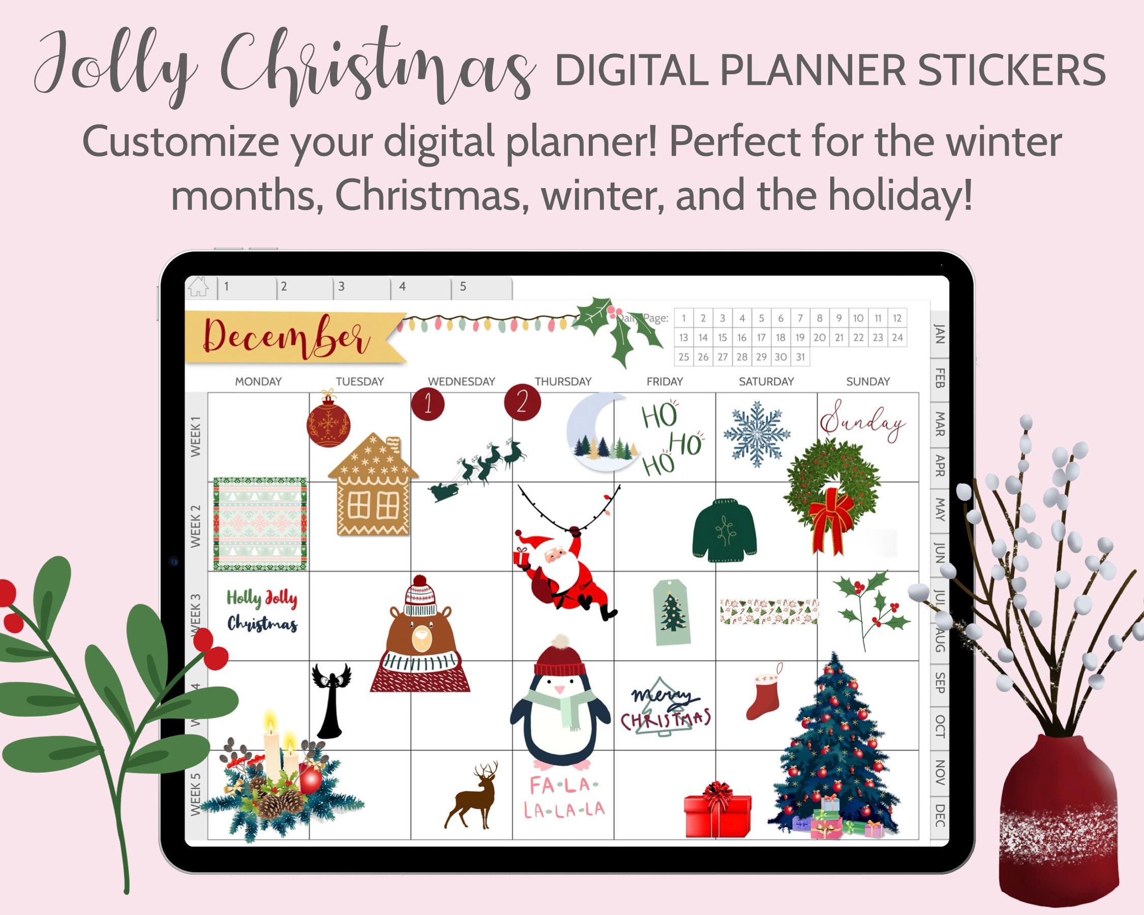 400 Jolly Christmas Digital Planner Sticker Set Icy - Etsy