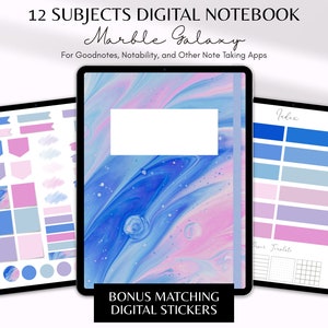 12 Subjects Hyperlinked Digital Notebook With Bonus Digital Stickers ...