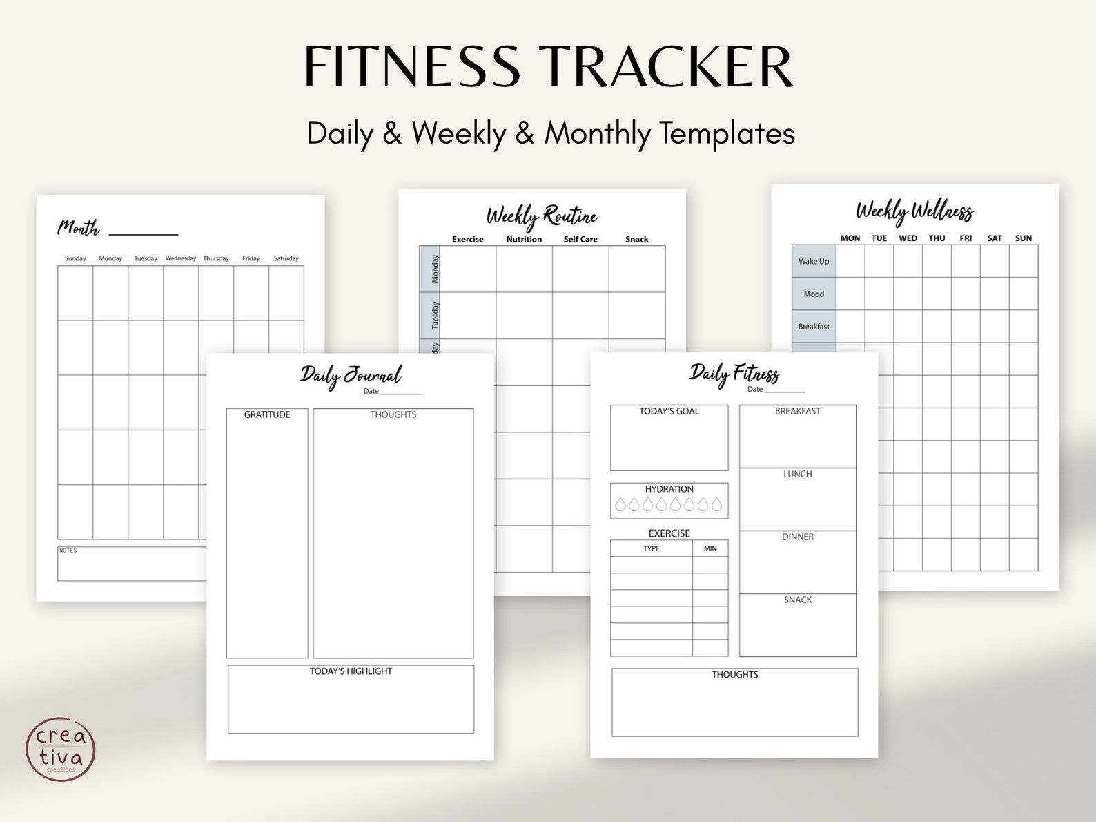 Fitness Planner Printable Meal Planner Health Wellness Planner Fitness ...