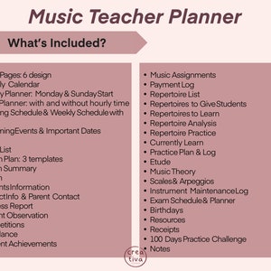 Music Teacher Planner Printable Musician Journal Piano Violin Guitar ...