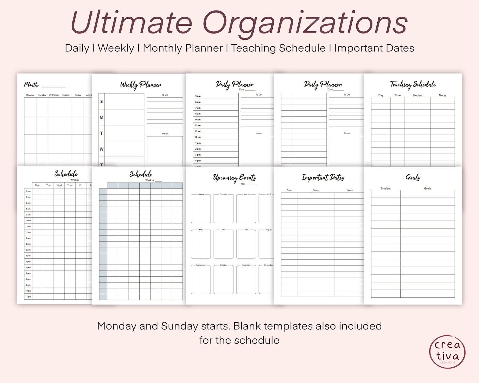 Music Teacher Planner Printable Musician Journal Piano Violin Guitar ...