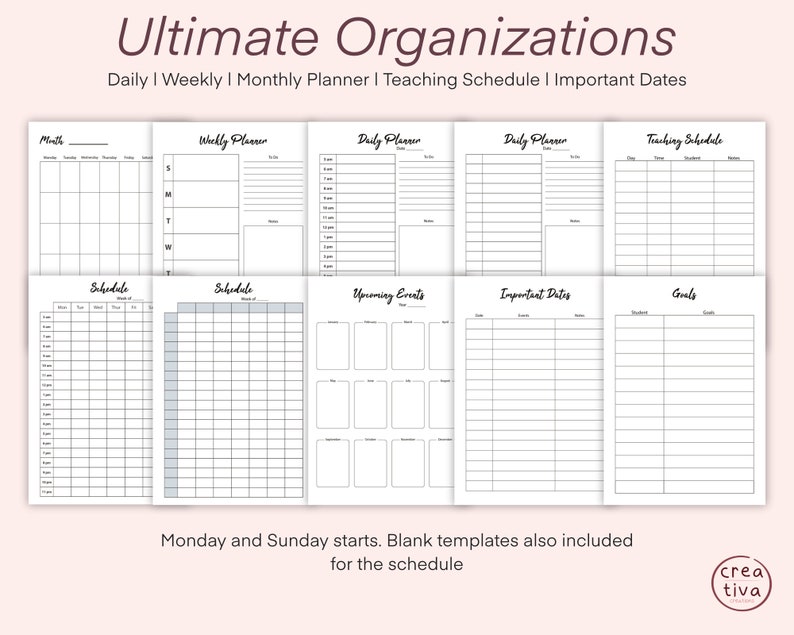 Music Teacher Planner Printable Musician Journal Piano Violin Guitar ...