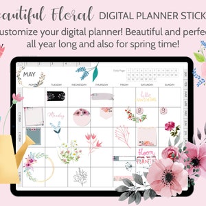 300+ Beautiful Floral Digital Planner Sticker Set | Spring Flower ...