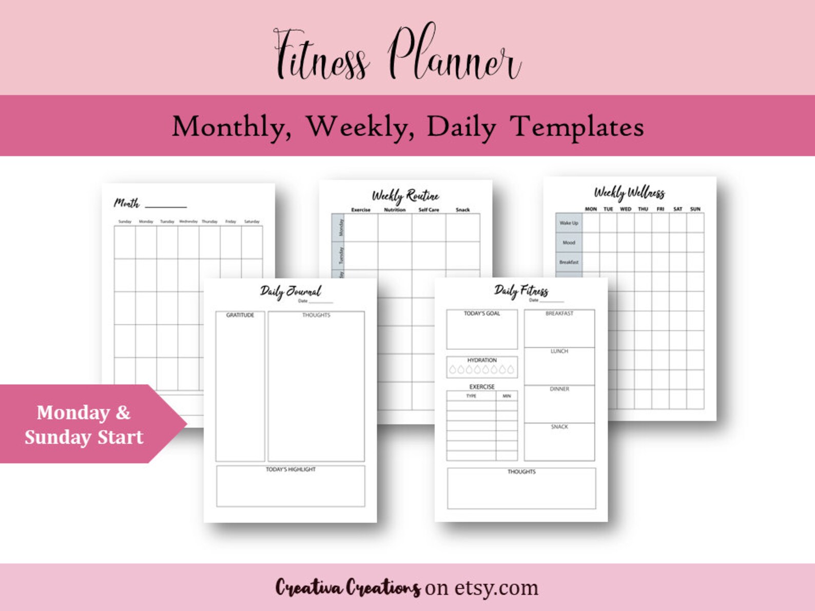 Fitness Planner Printable Meal Planner Health Wellness - Etsy