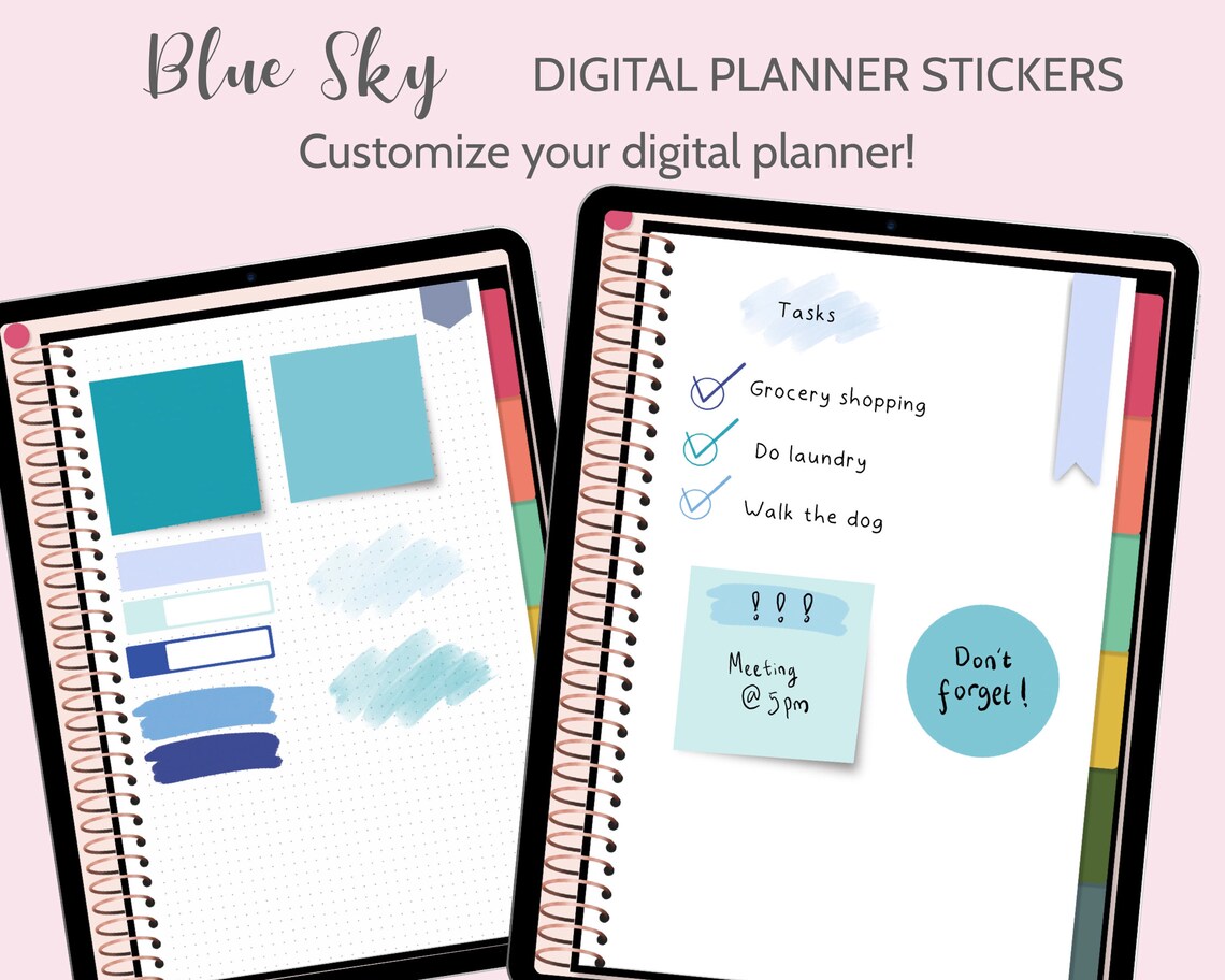 100 Digital Sticky Notes Set 12 Blue Sky Ocean Teal Colors - Etsy