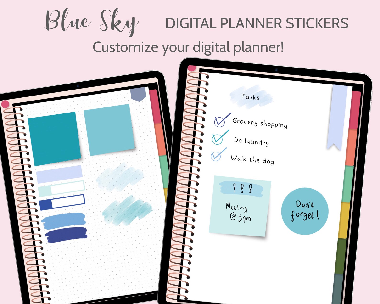 100 Digital Sticky Notes Set 12 Blue Sky Ocean Teal Colors - Etsy