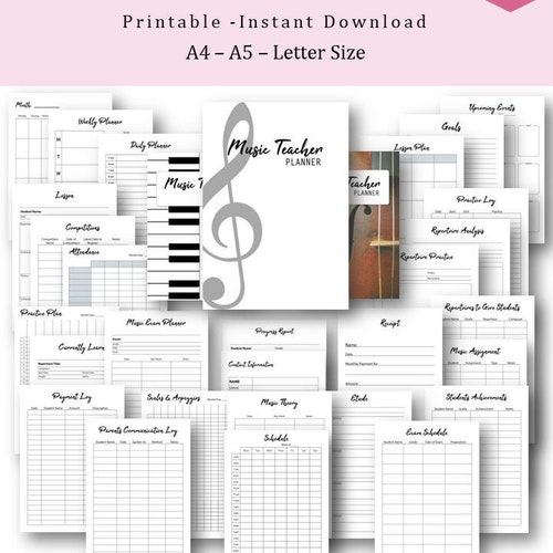 Music Teacher Planner Printable Musician Journal Piano - Etsy