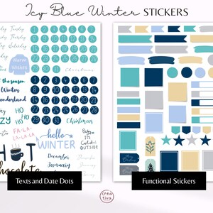 300+ Winter Digital Planner Sticker Set Icy Blue | December January ...
