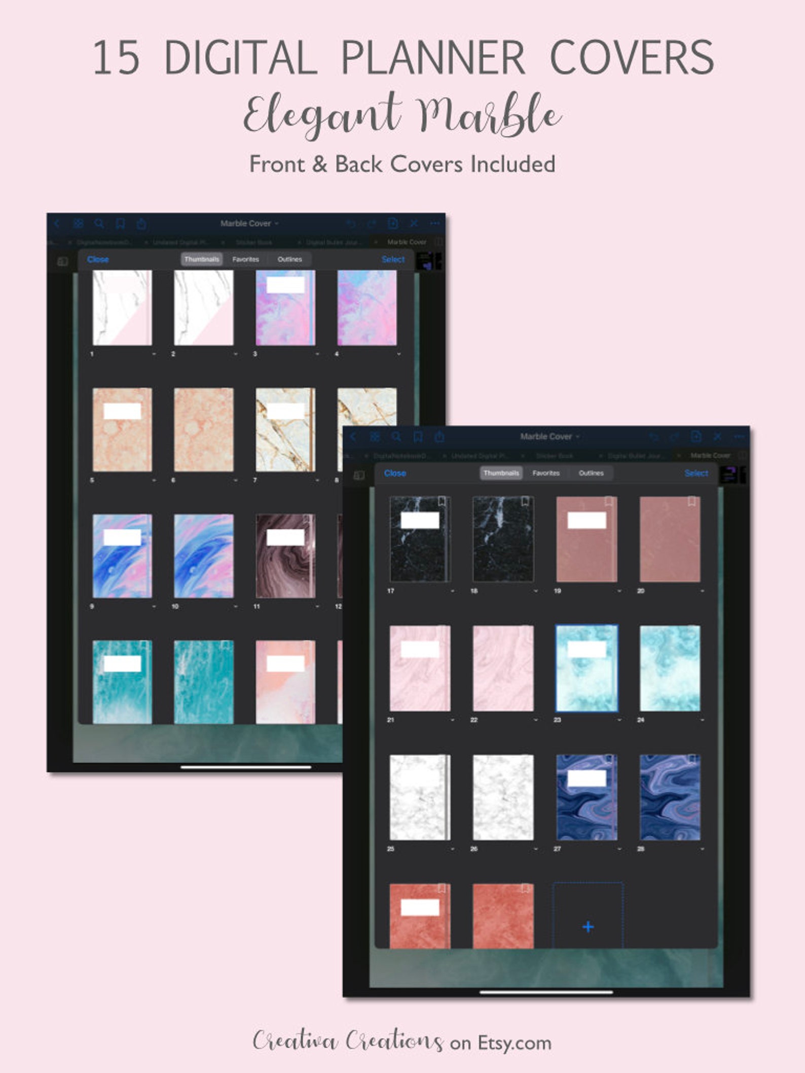 15 Elegant Marble Digital Planner Covers Marble Goodnotes - Etsy