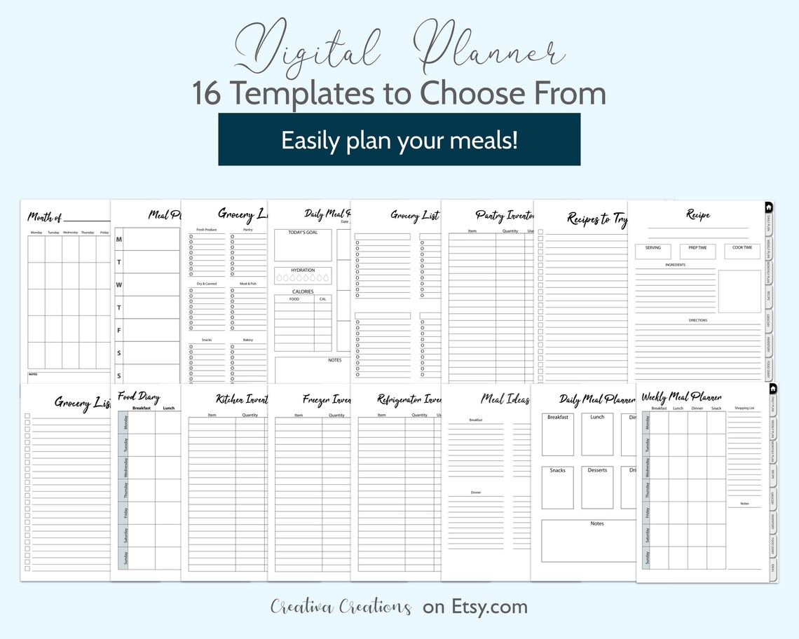Digital Meal Planner Hyperlinked Goodnotes Ipad Digital - Etsy