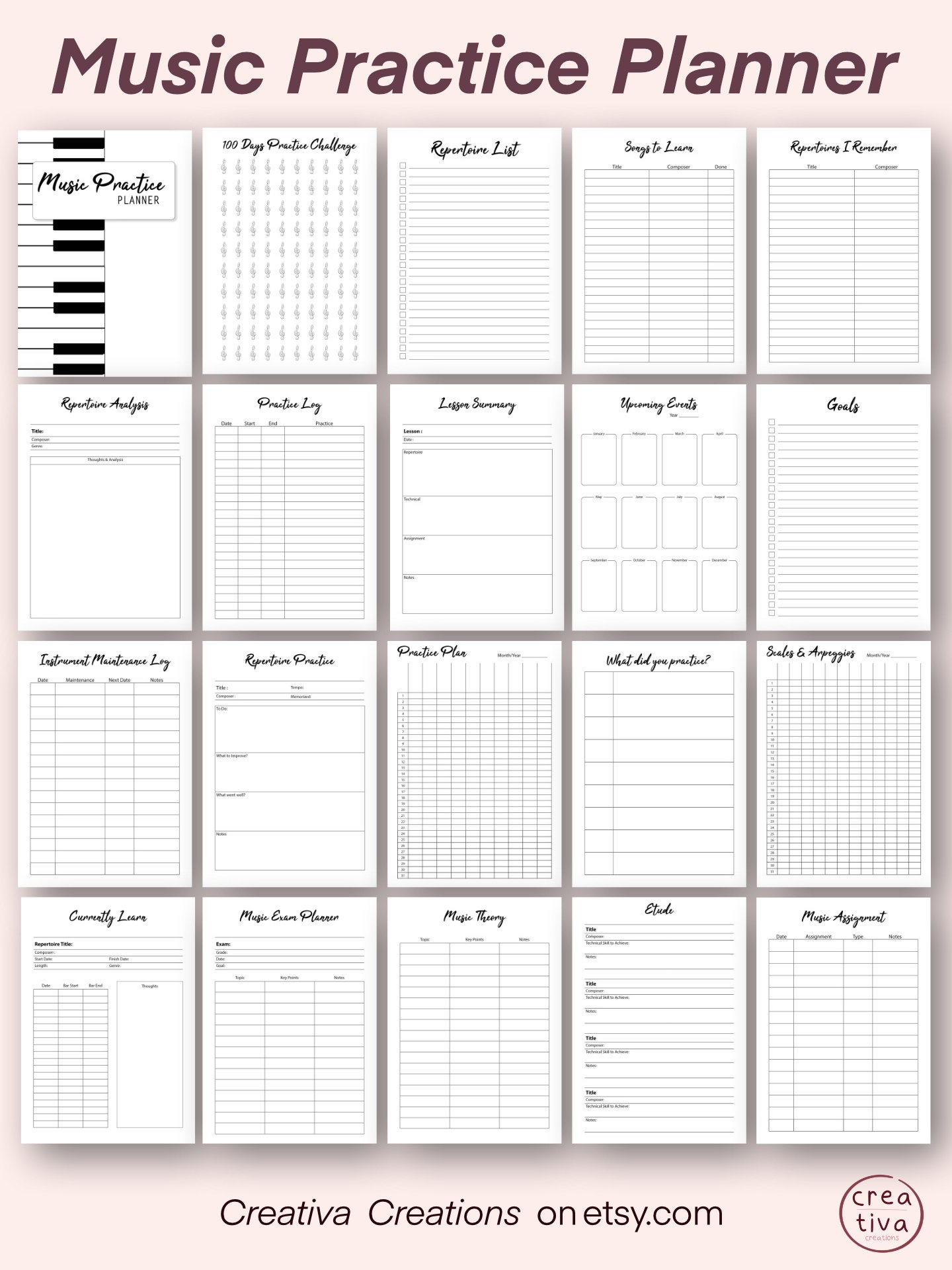 Music Practice Planner, Musician Journal (digital Download) - Etsy