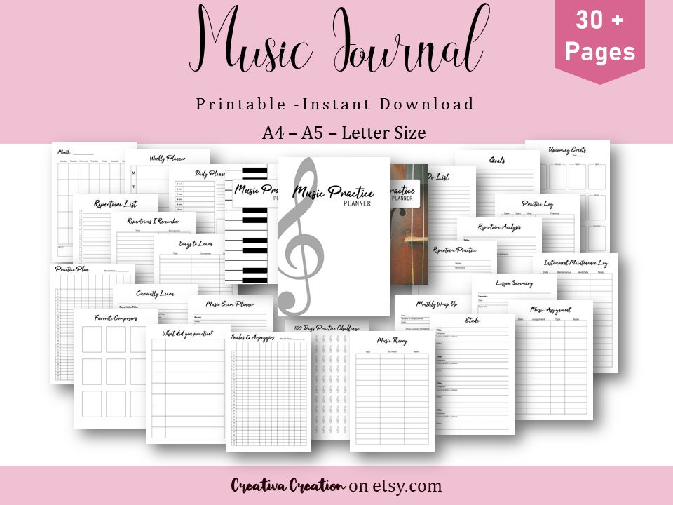 Music Practice Planner Printable Musician Journal Piano | Etsy