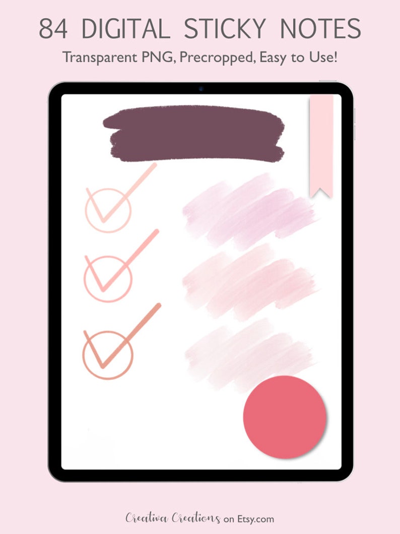 84 Digital Sticky Notes 12 Pink Neutral Color Precropped - Etsy