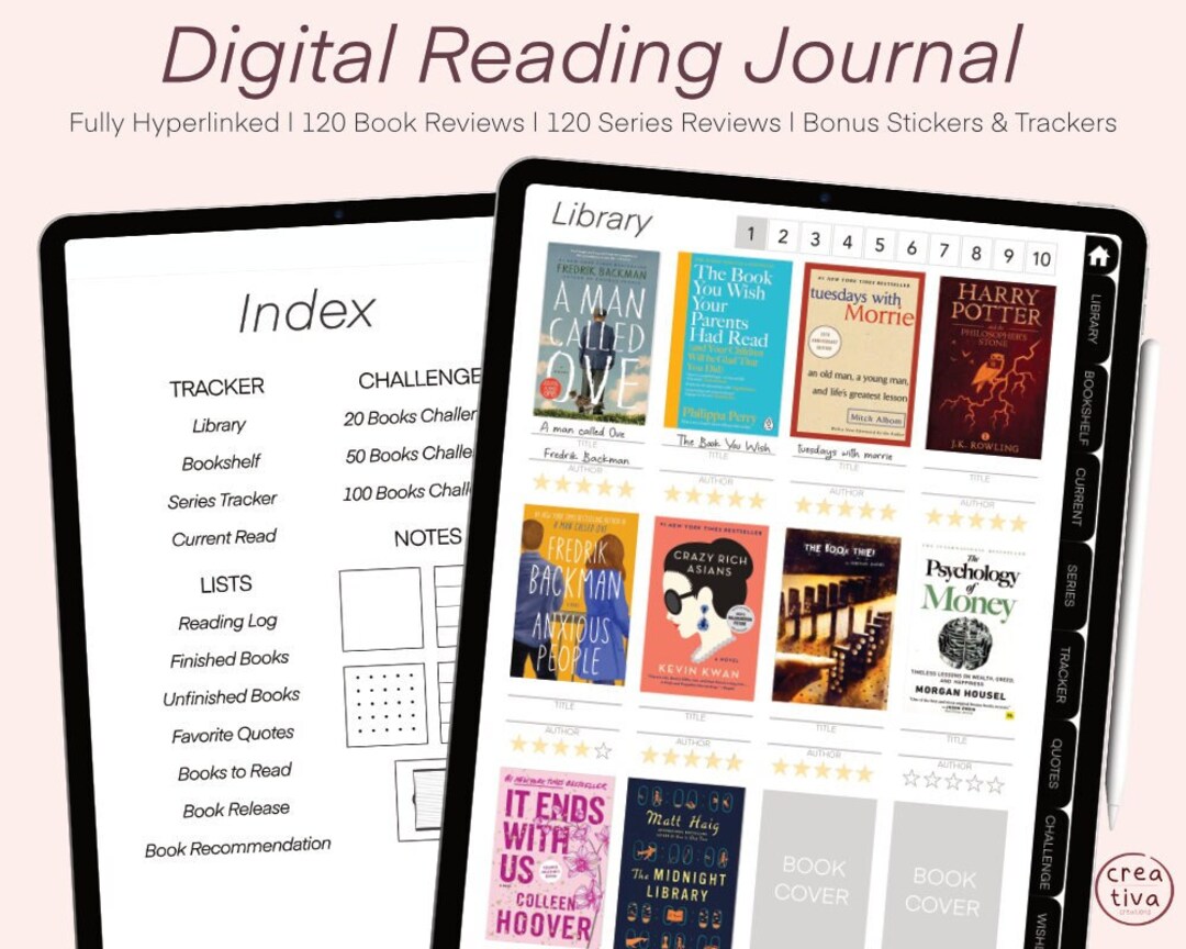 Digital Reading Journal Book Review Digital Library - Etsy