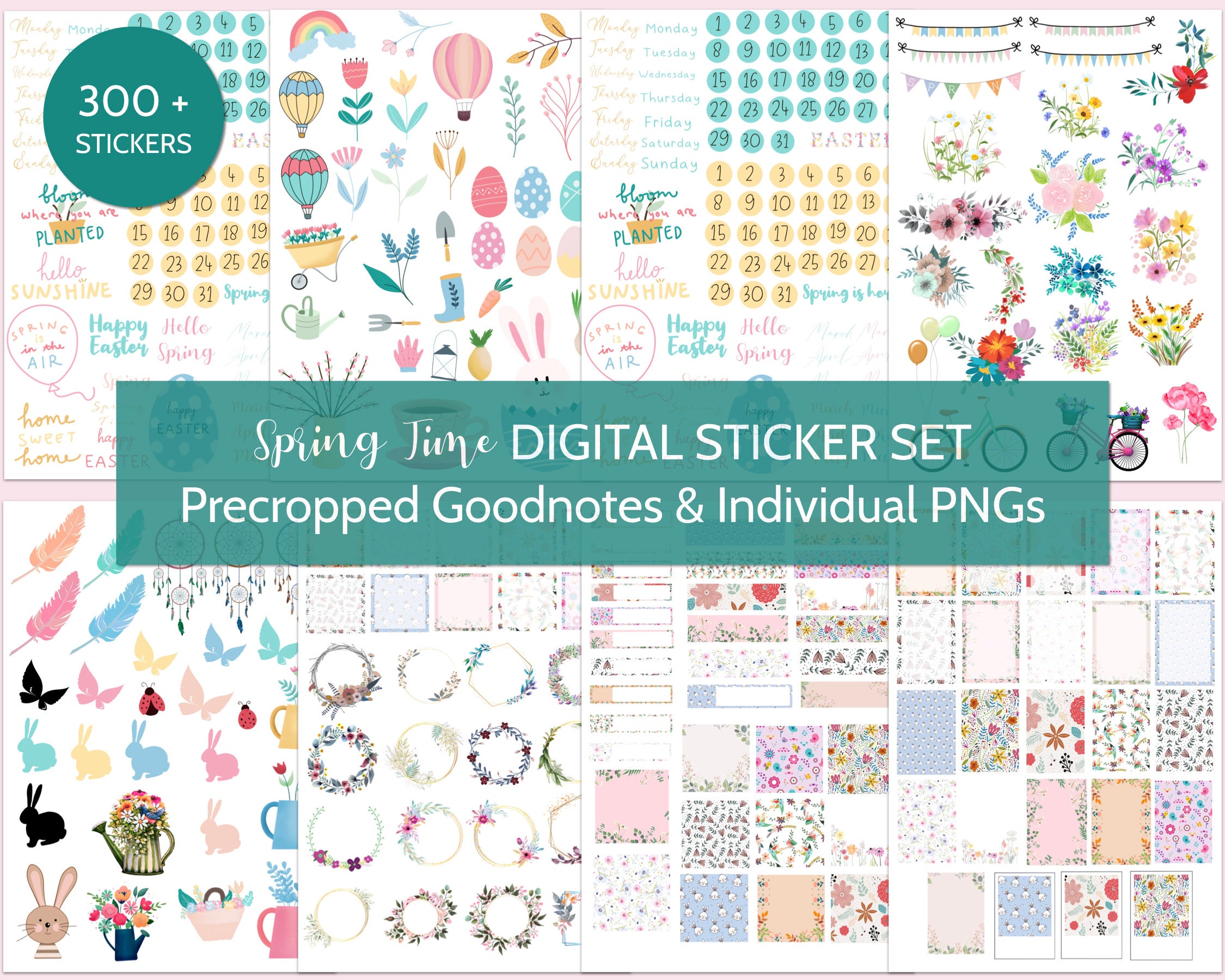 300 Spring Time Digital Planner Sticker Set March April May | Etsy