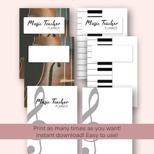 Music Teacher Planner Printable Musician Journal Piano Violin Guitar ...