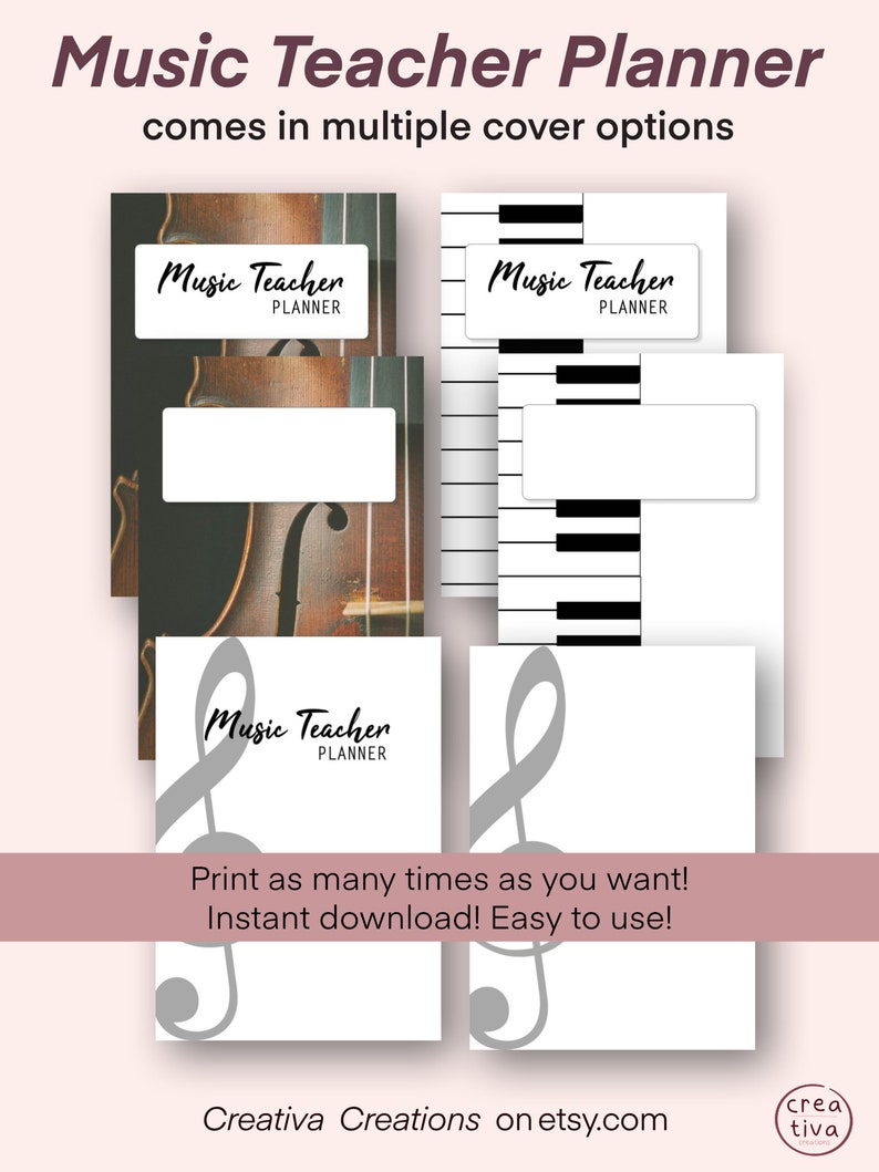 Music Teacher Planner Printable Musician Journal Piano Violin Guitar ...