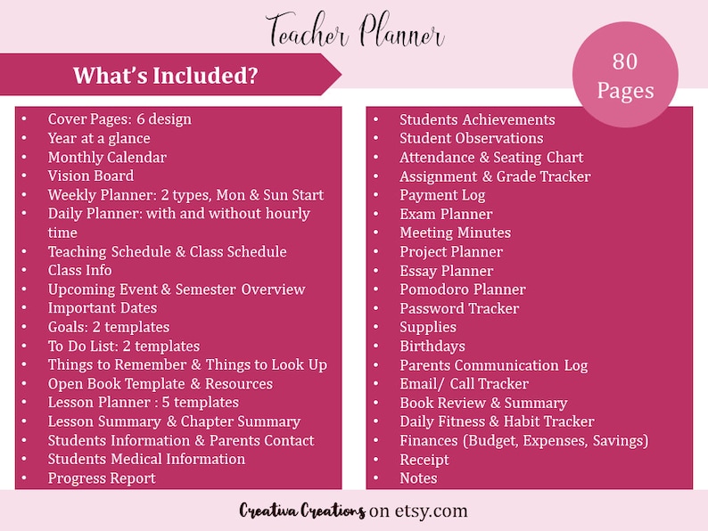 Teacher Planner Printable Teaching Journal Classroom & - Etsy