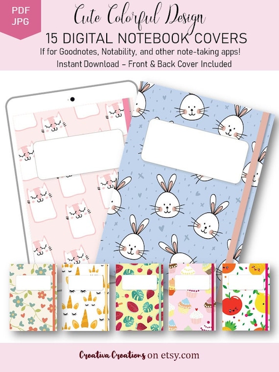 15 Cute Pattern Digital Notebook Covers Cute Colorful Fun | Etsy