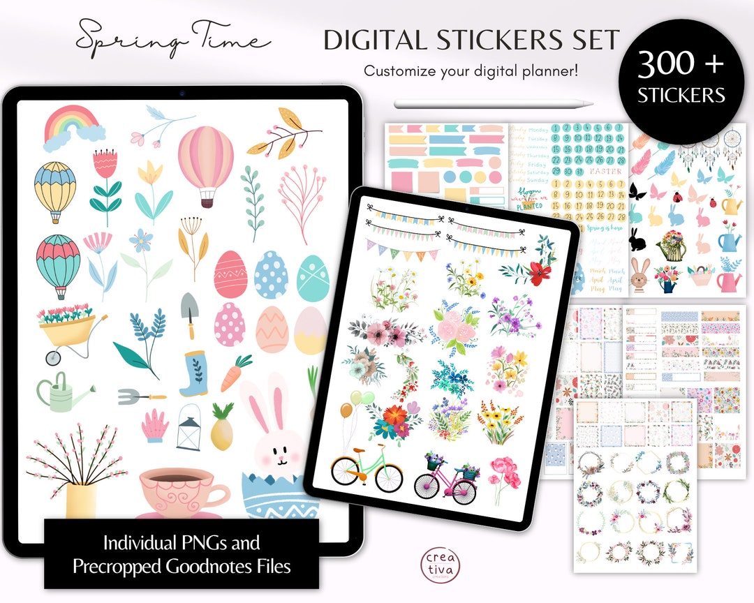 300+ Spring Time Digital Planner Sticker Set | March April May Easter ...
