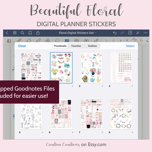 300+ Beautiful Floral Digital Planner Sticker Set | Spring Flower ...
