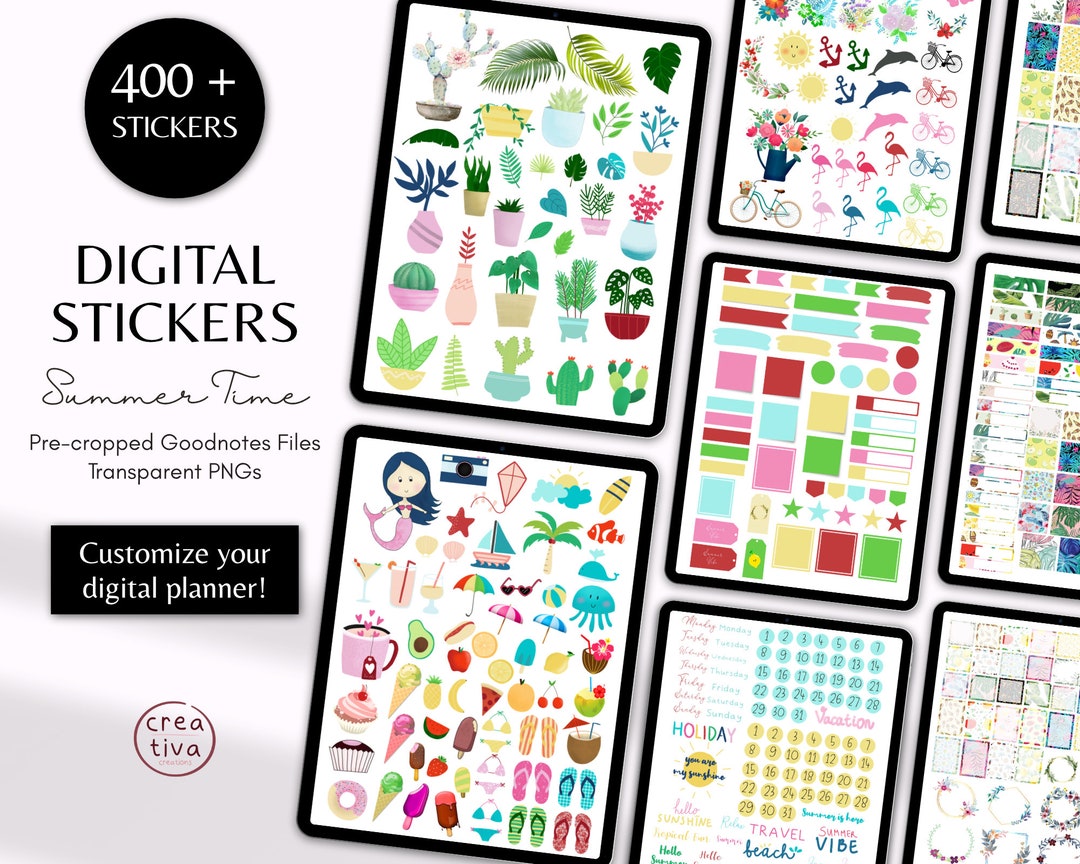 Summer Digital Sticker Set: 400+ Vacation Planner Stickers (goodnotes ...