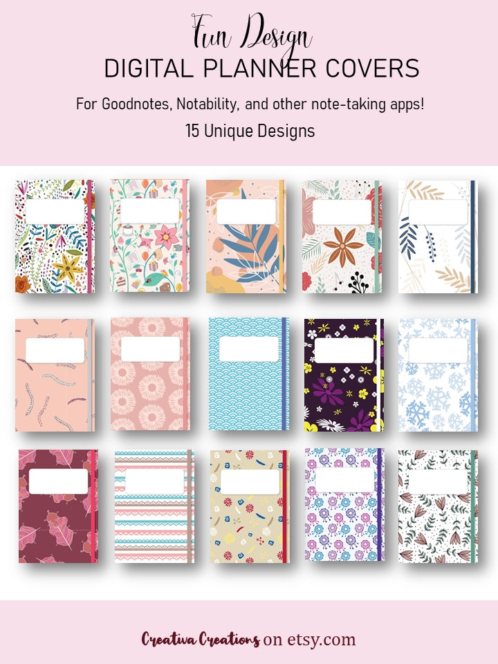 15 Fun Pattern Digital Notebook Covers Colorful Fun Bright - Etsy