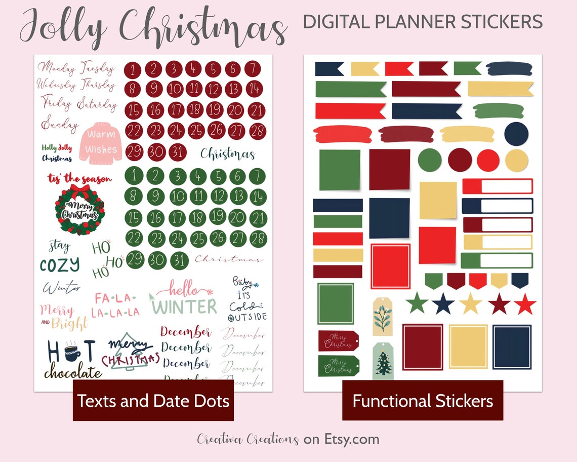 400 Jolly Christmas Digital Planner Sticker Set Icy - Etsy
