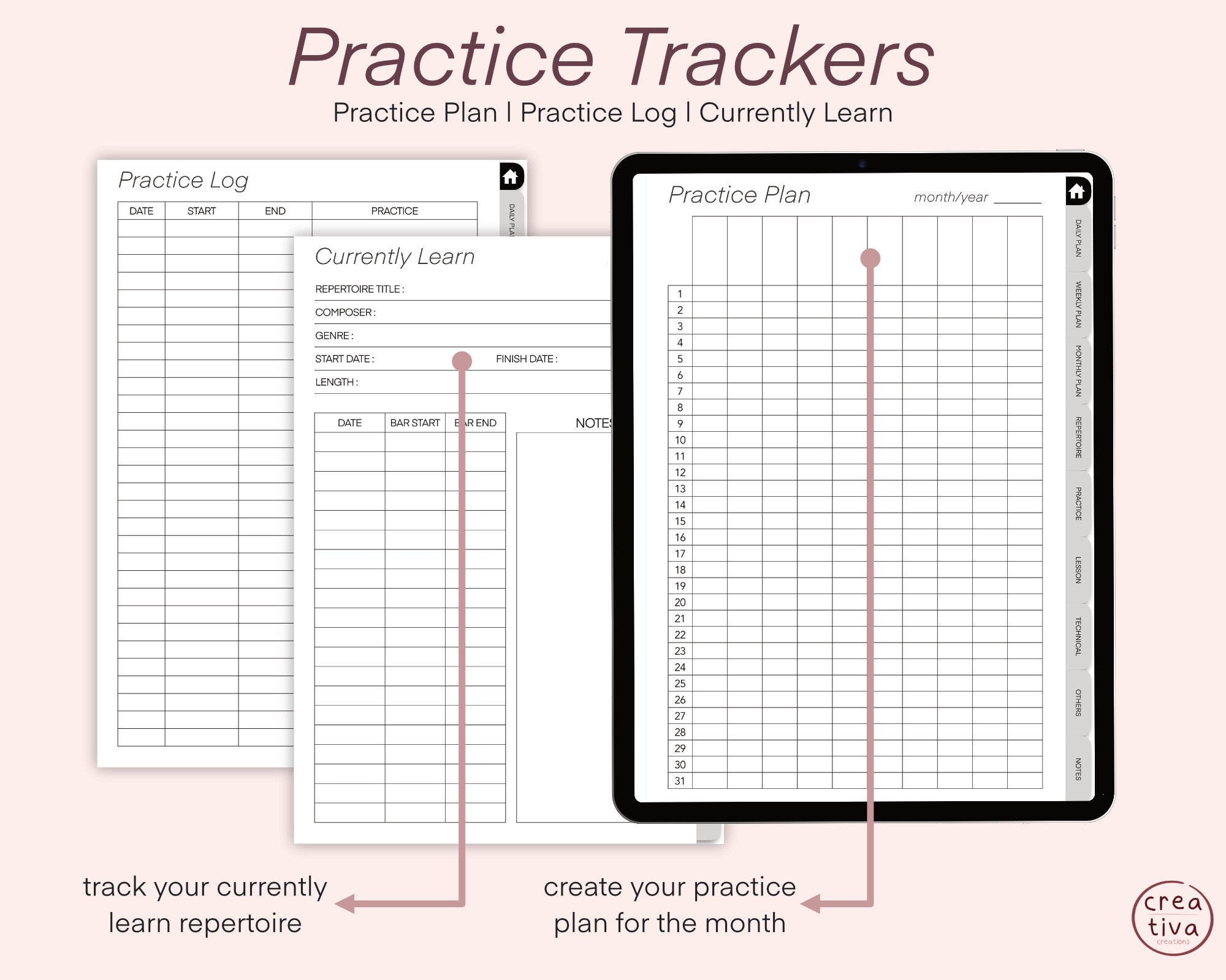 Digital Music Practice Planner New Goodnotes Hyperlinked iPad Digital ...