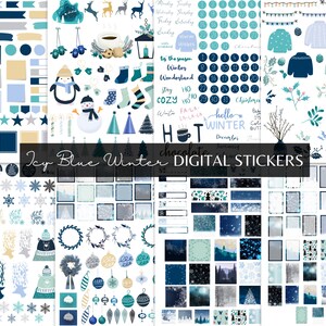 300+ Winter Digital Planner Sticker Set Icy Blue | December January ...