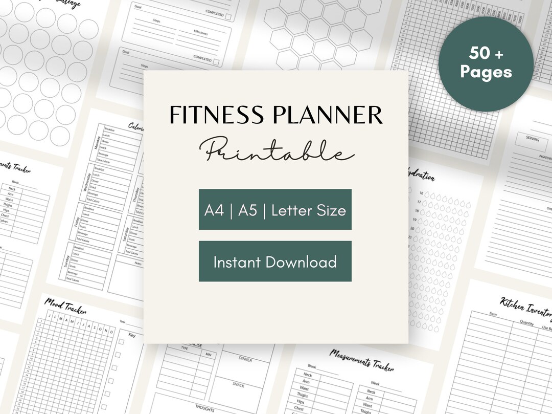 Fitness Planner Printable Meal Planner | Health Wellness Planner ...