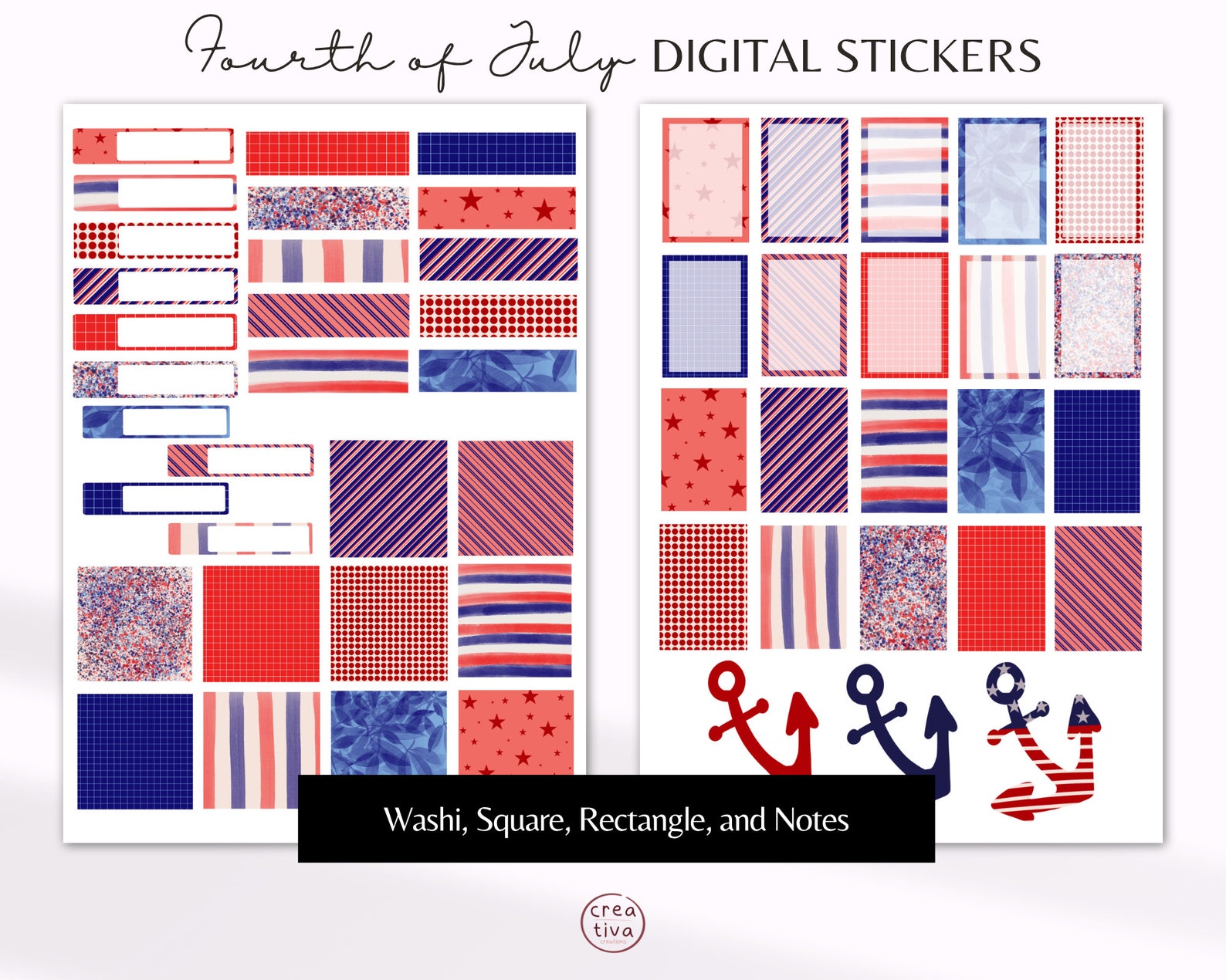 300 4th of July Digital Planner Sticker Set Patriotic Independence Day ...