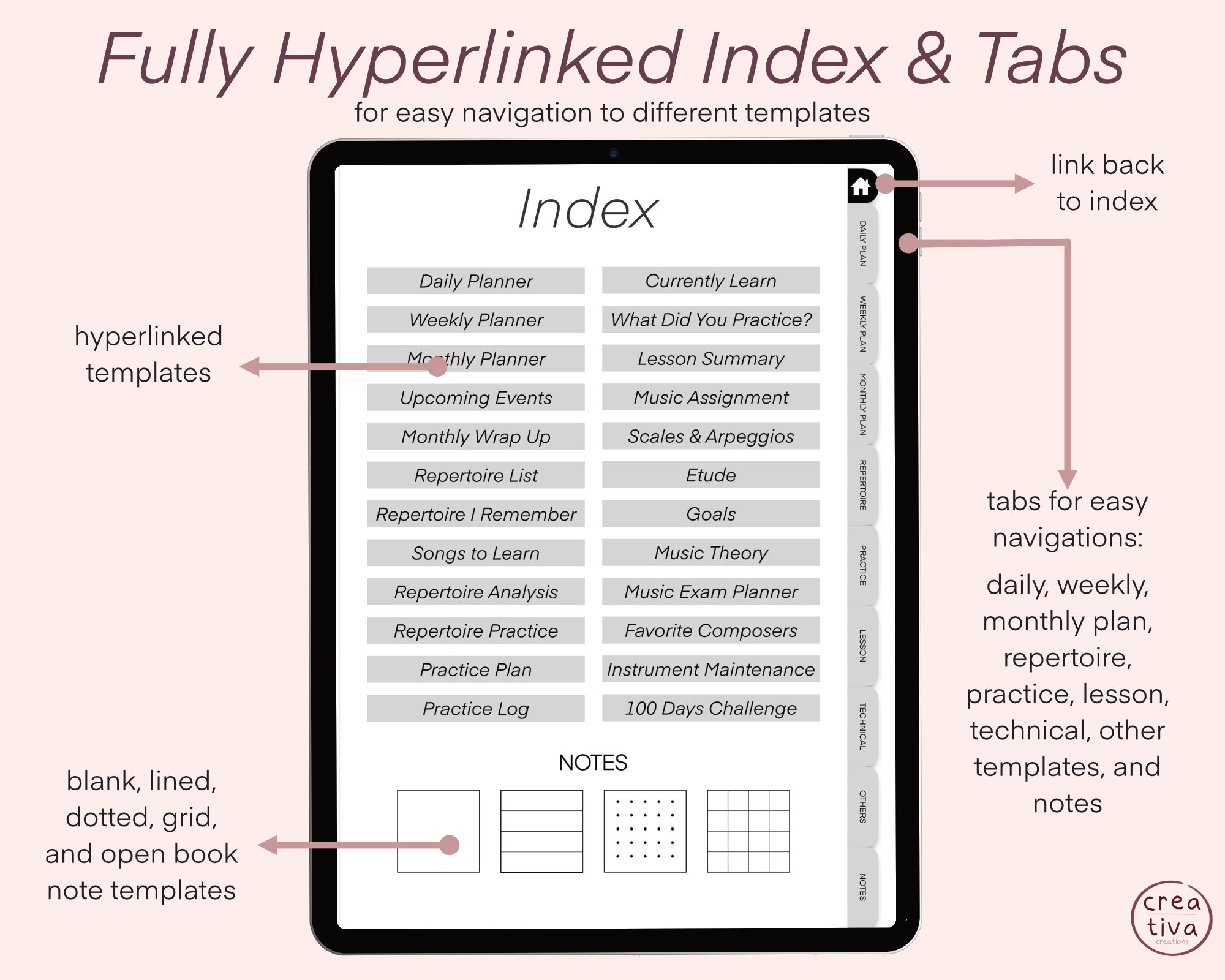 Digital Music Practice Planner New Goodnotes Hyperlinked iPad Digital ...