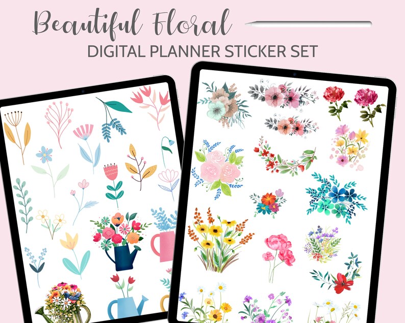 300 Beautiful Floral Digital Planner Sticker Set Spring - Etsy