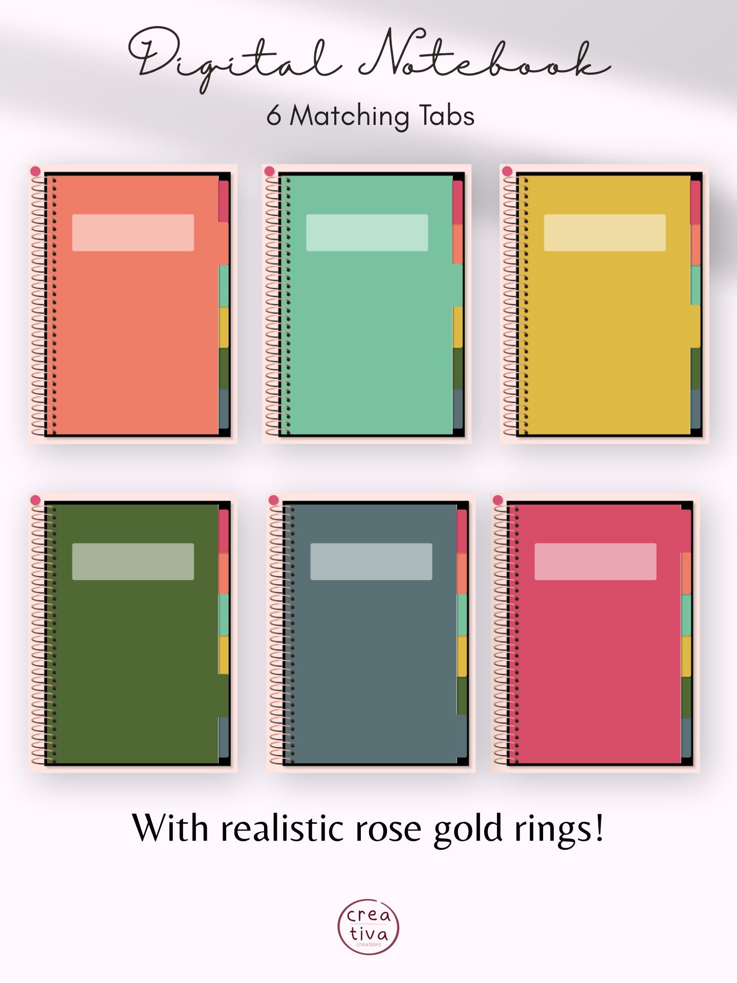 6 Subjects Hyperlinked Digital Notebook Goodnotes Beautiful Digital ...