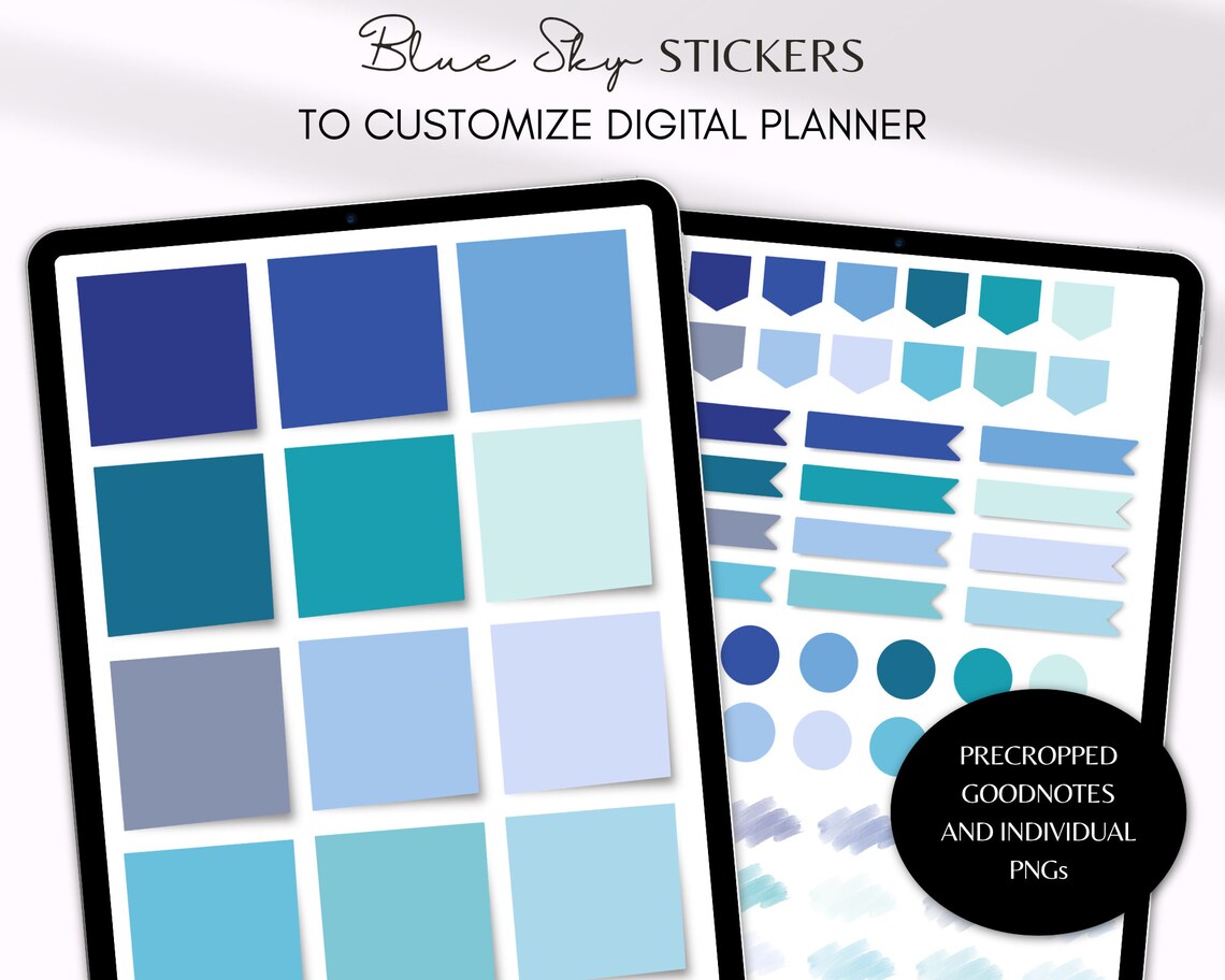 100+ Digital Sticky Notes Set | 12 Blue Sky Ocean Teal Colors ...